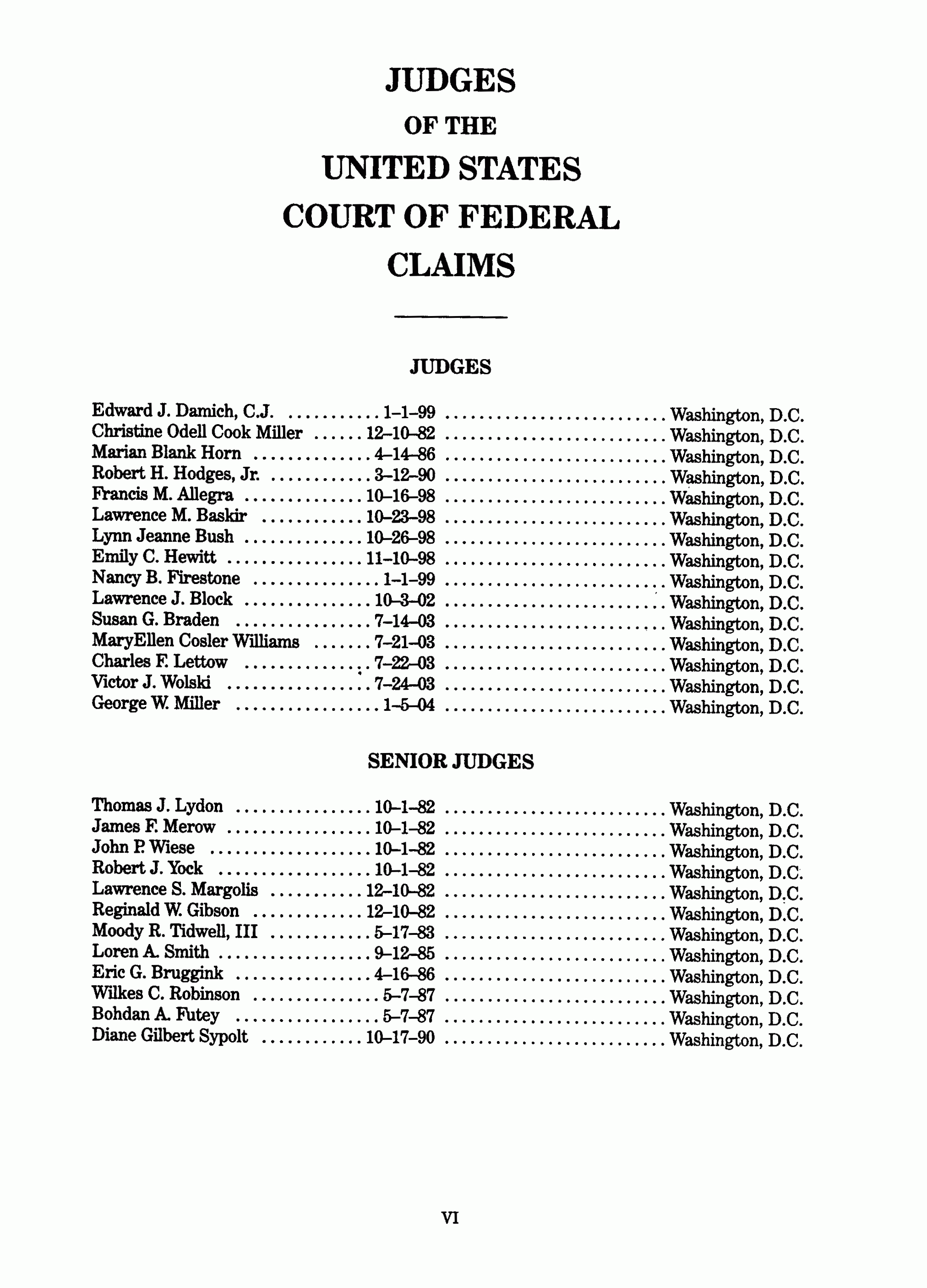 Credential Summary: Federal Circuit & Claims Court